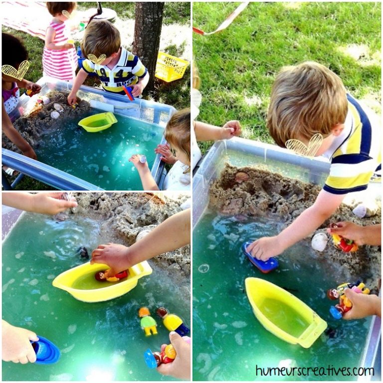 Bacs sensoriels pour enfants sur le thème de la mer