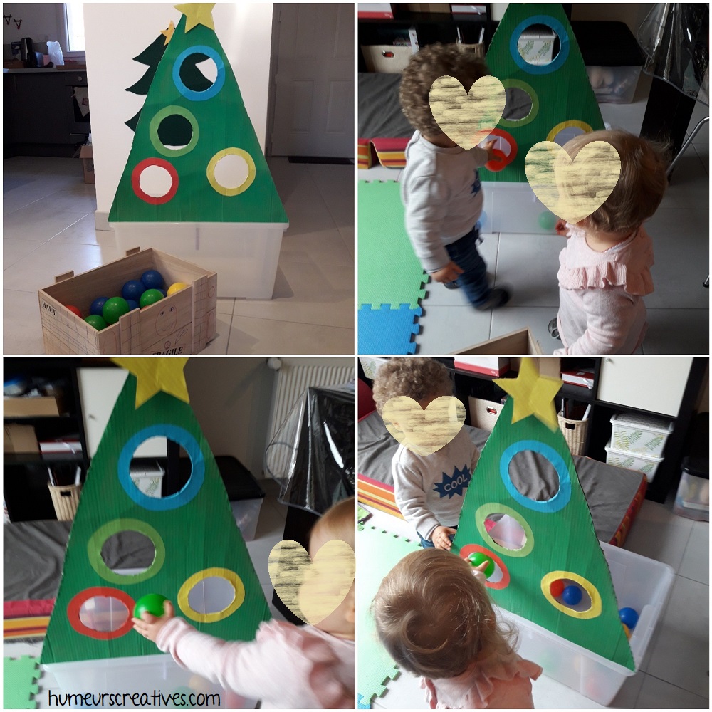 Jeu de Noël pour enfants : trier et lancer les boules dans le sapin